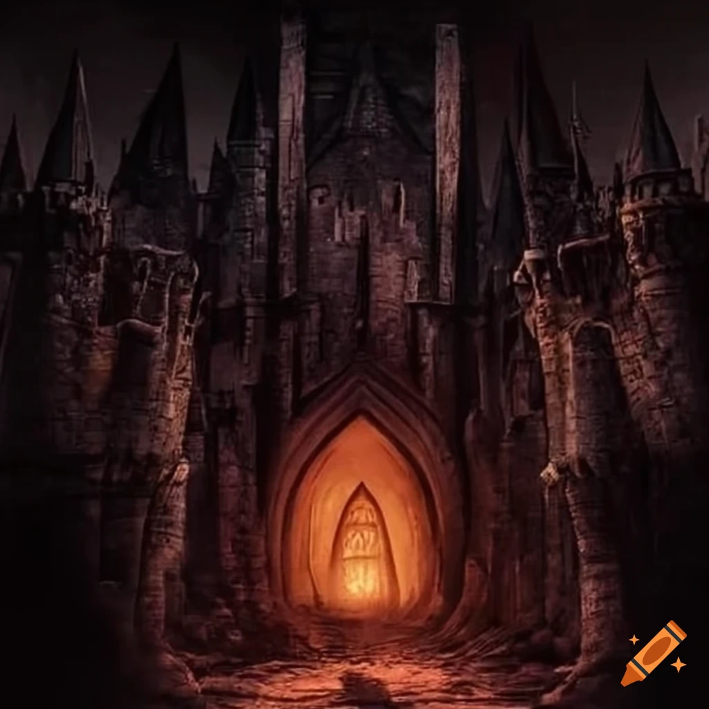 Dark castle silhouette on Craiyon