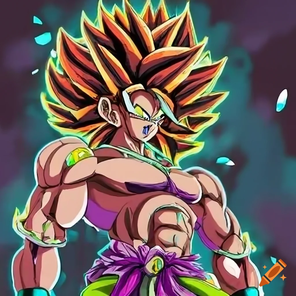 Distorted broly character illustration on Craiyon