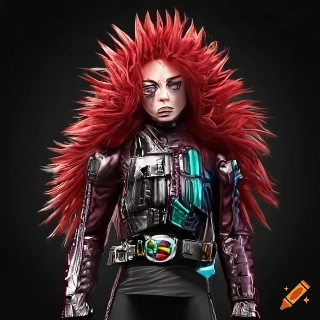 Cool heavy metal musician with guitar and leather jacket on Craiyon