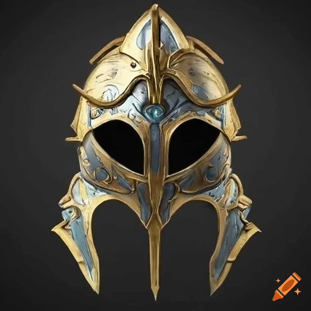 Elite champion fantasy arcane helmet, front view on Craiyon
