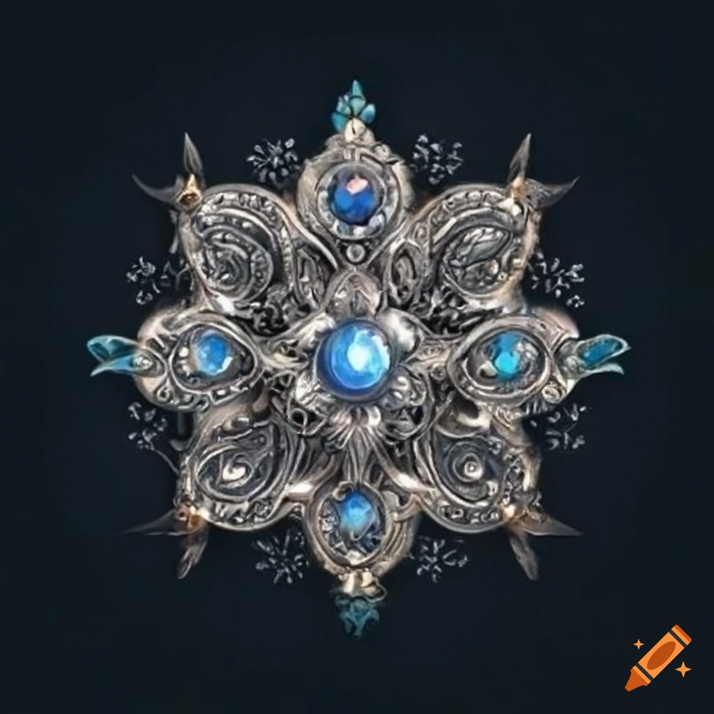 Medieval silver star brooch with wolf symbols and diamonds in royal ...
