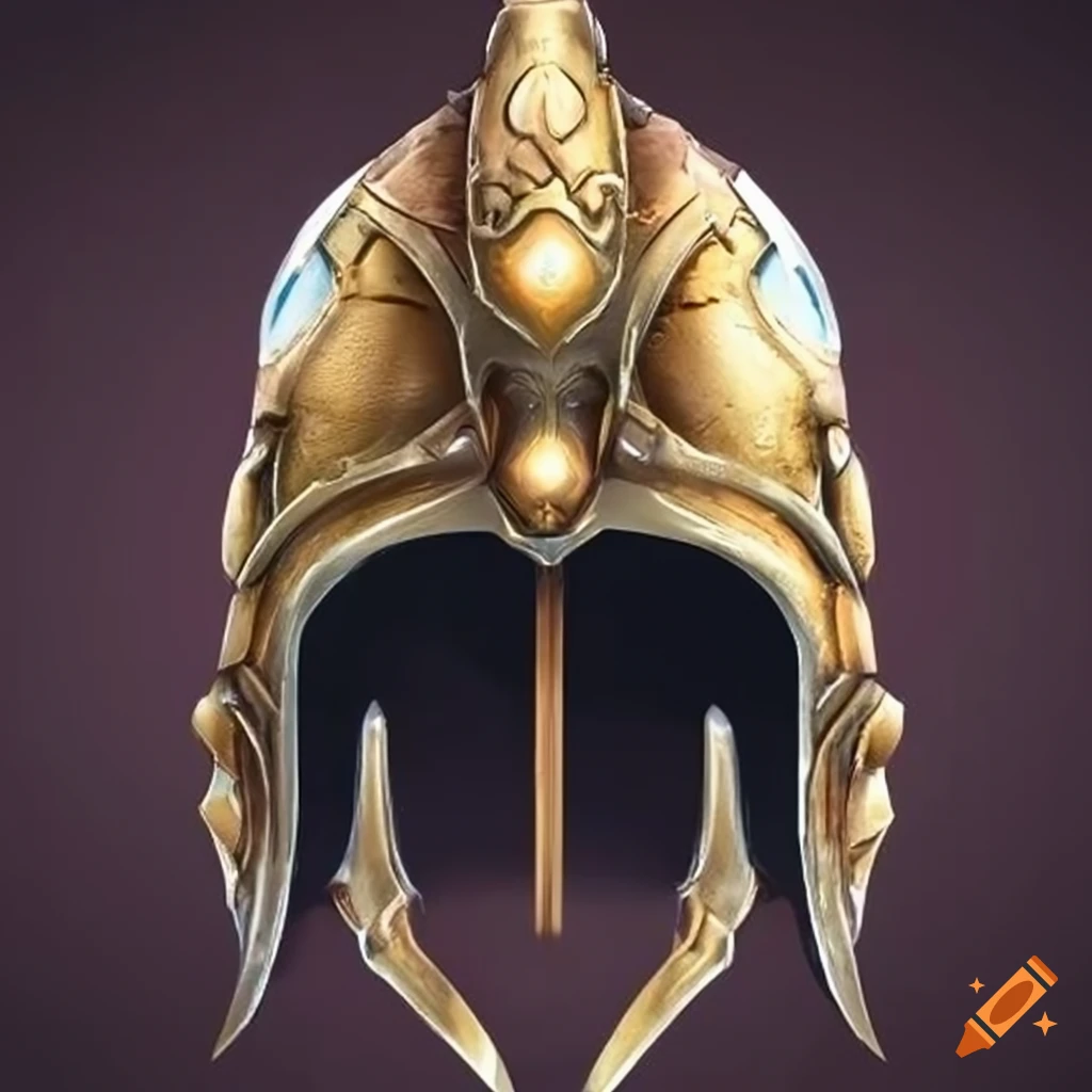Front view of an elite champion fantasy magic helmet on Craiyon