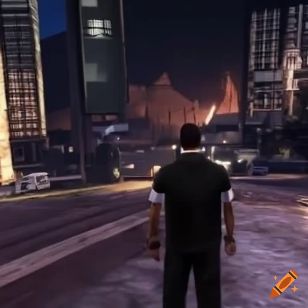 Video game screenshot of grand theft auto 5 gameplay on Craiyon