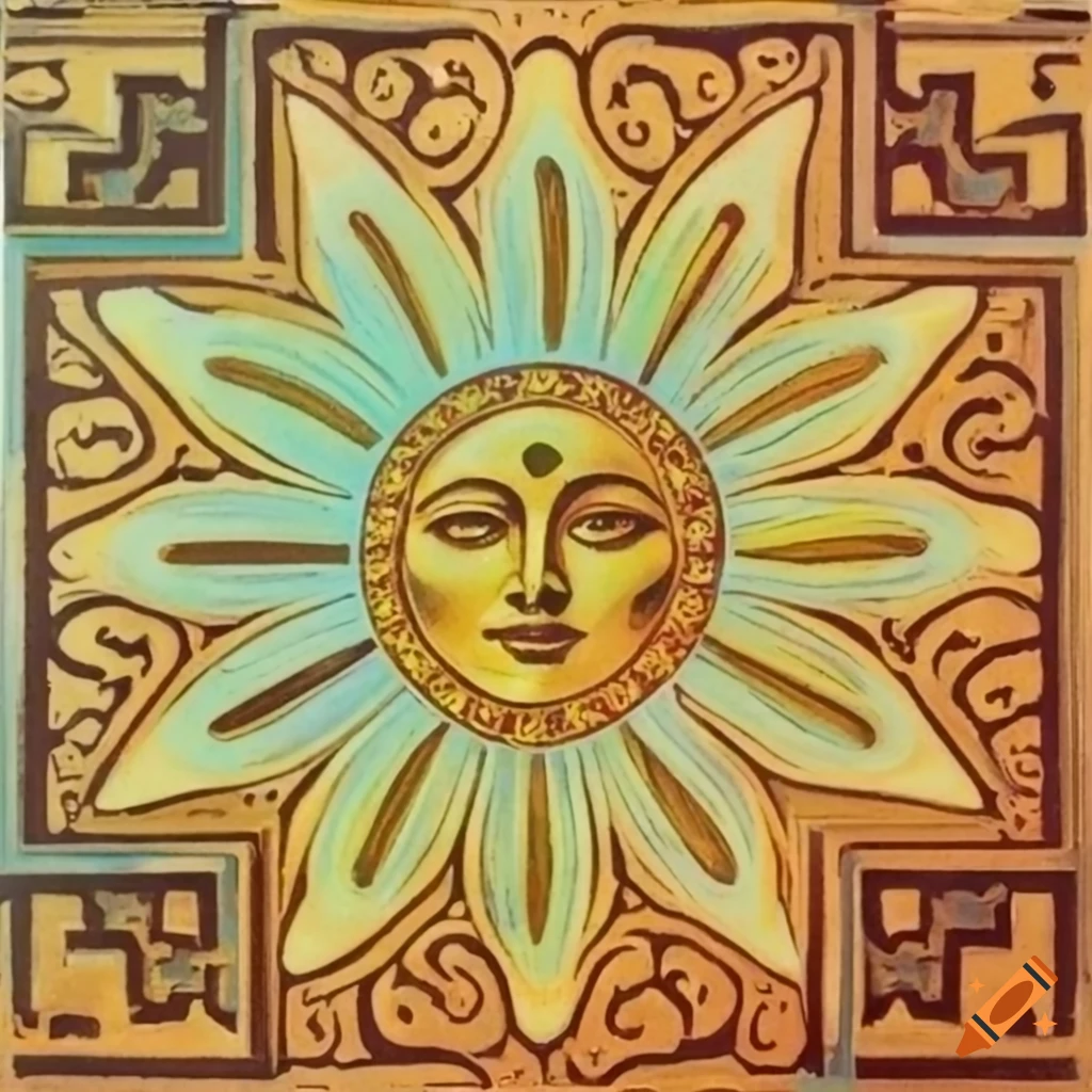 Classical coy sun with face sticker in opalescent art deco style on Craiyon