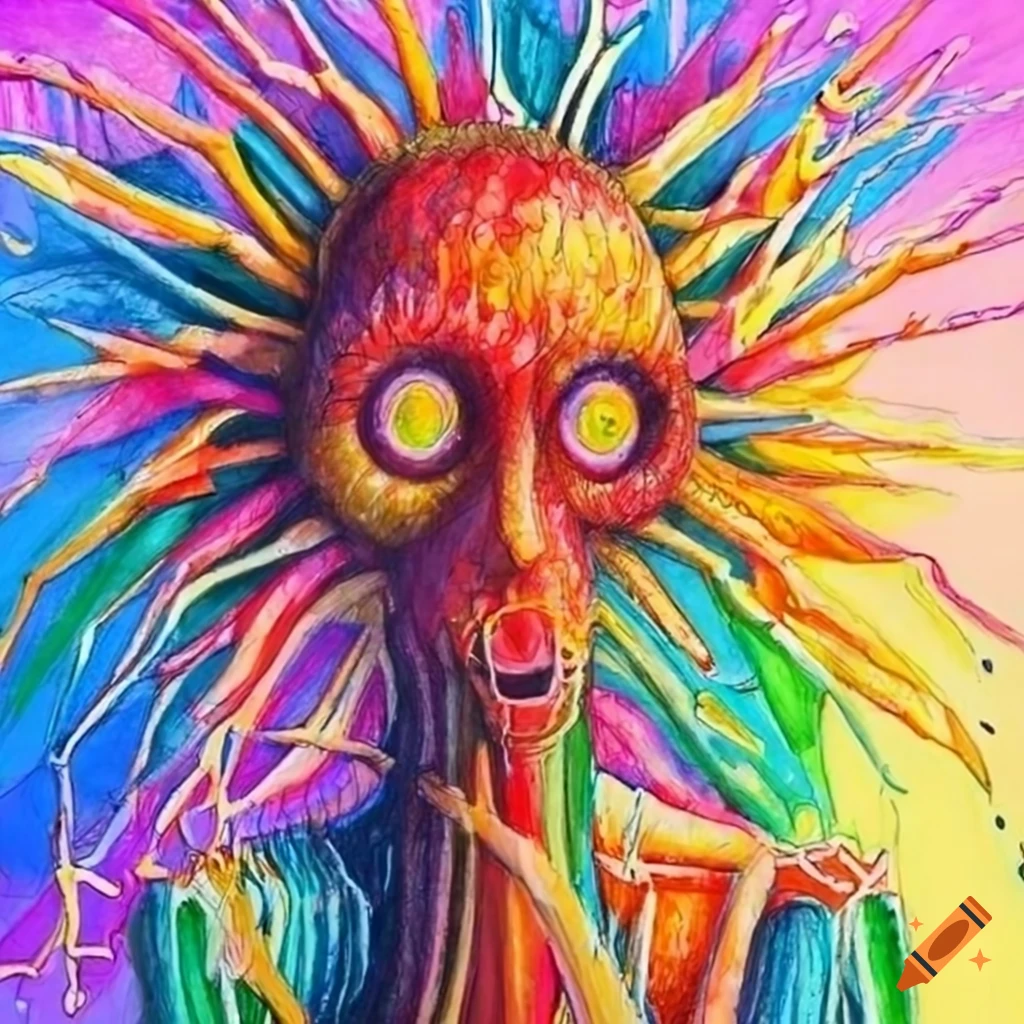 Colored pencil art of Trevor Henderson on Craiyon