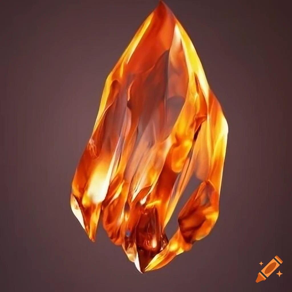 Floating long orange crystal fire background art on Craiyon