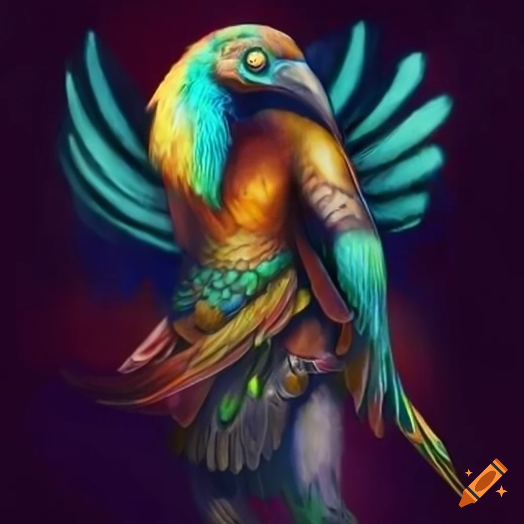 Bird humanoid warrior on Craiyon