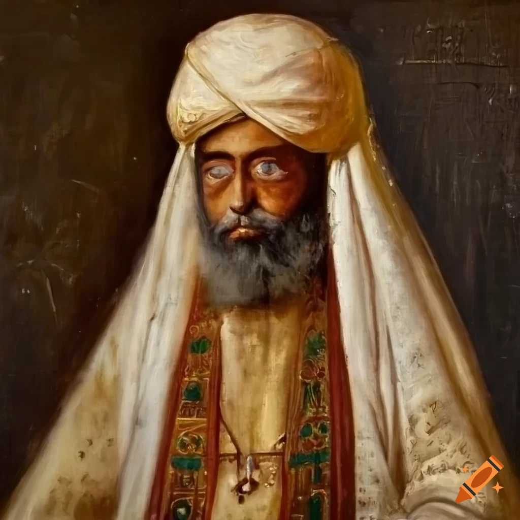 Portrait of a young Egyptian noble in ancient attire, oil on canvas ...