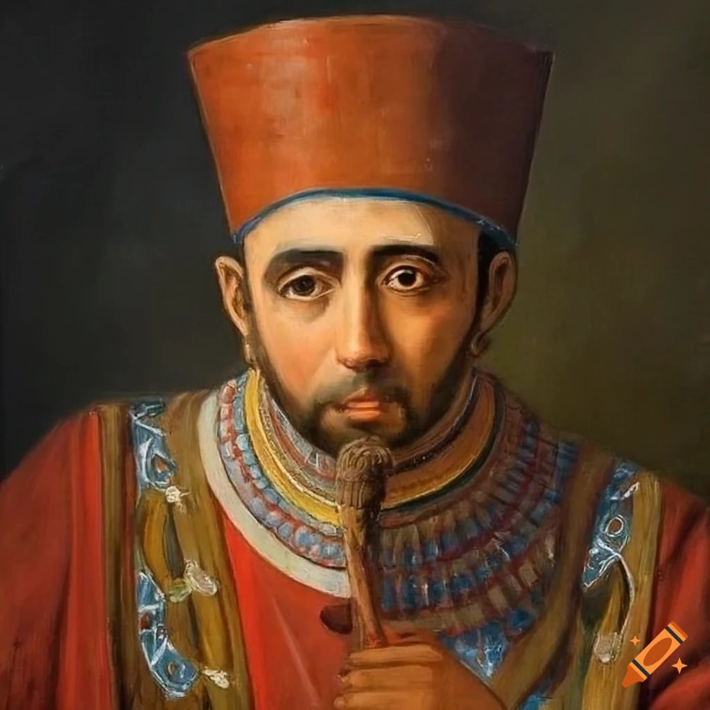 Oil portrait of an egyptian nobleman in medieval attire, circa 930 on ...