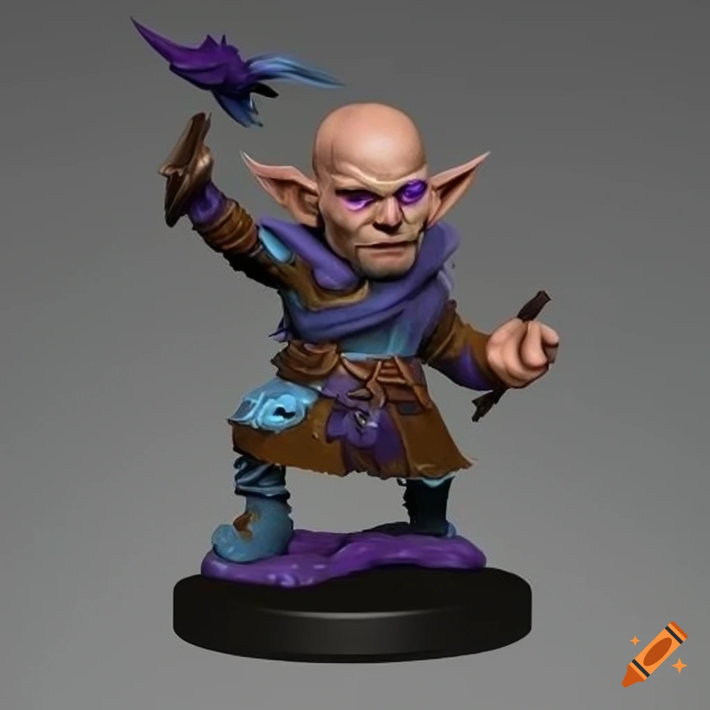 Deep Gnome male Warlock with Raven on shoulder on Craiyon