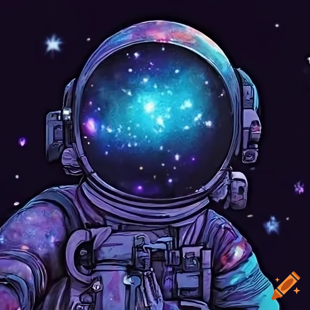 Astronaut with galaxy head in a detailed portrait on Craiyon