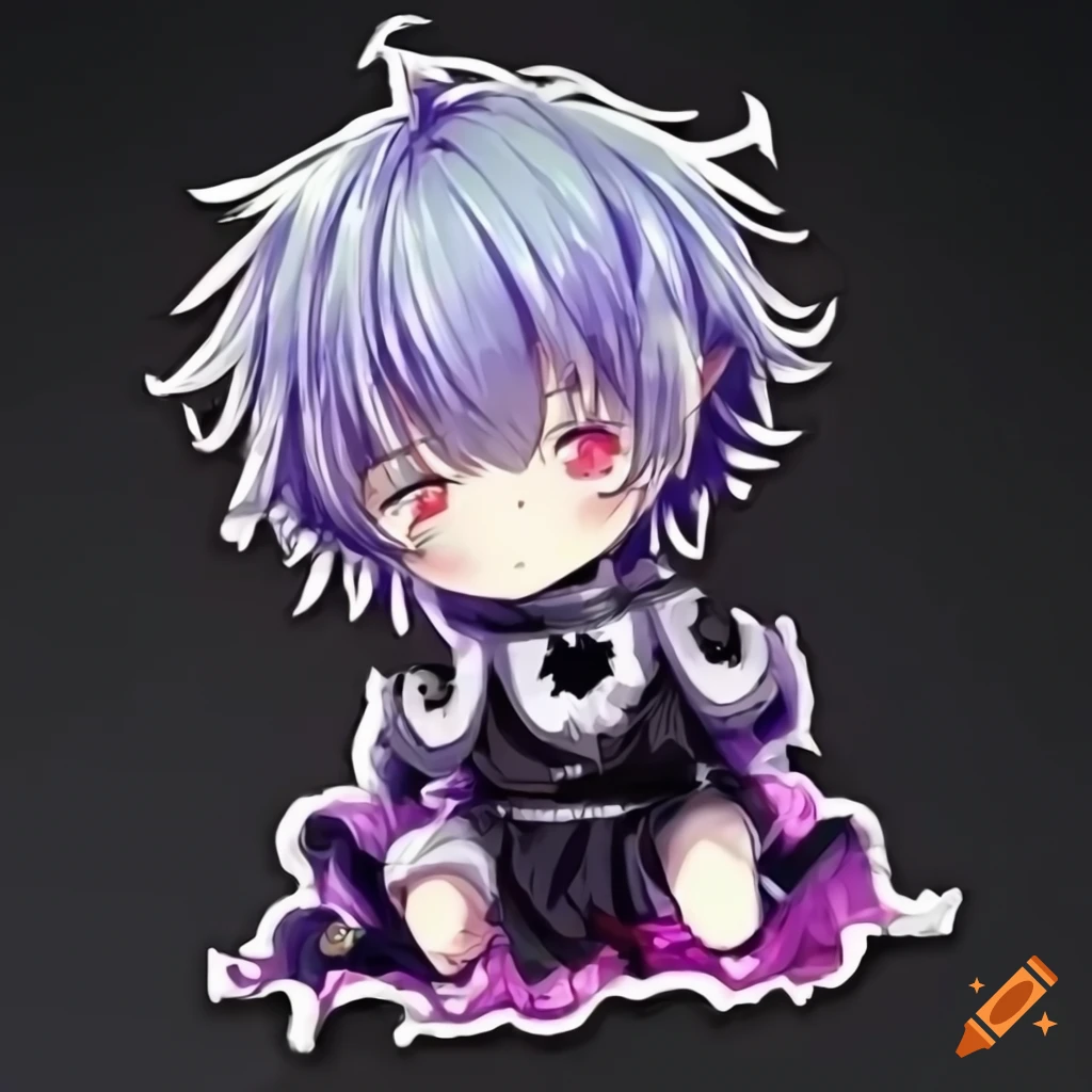 Cute anime necromancer boy sticker on Craiyon