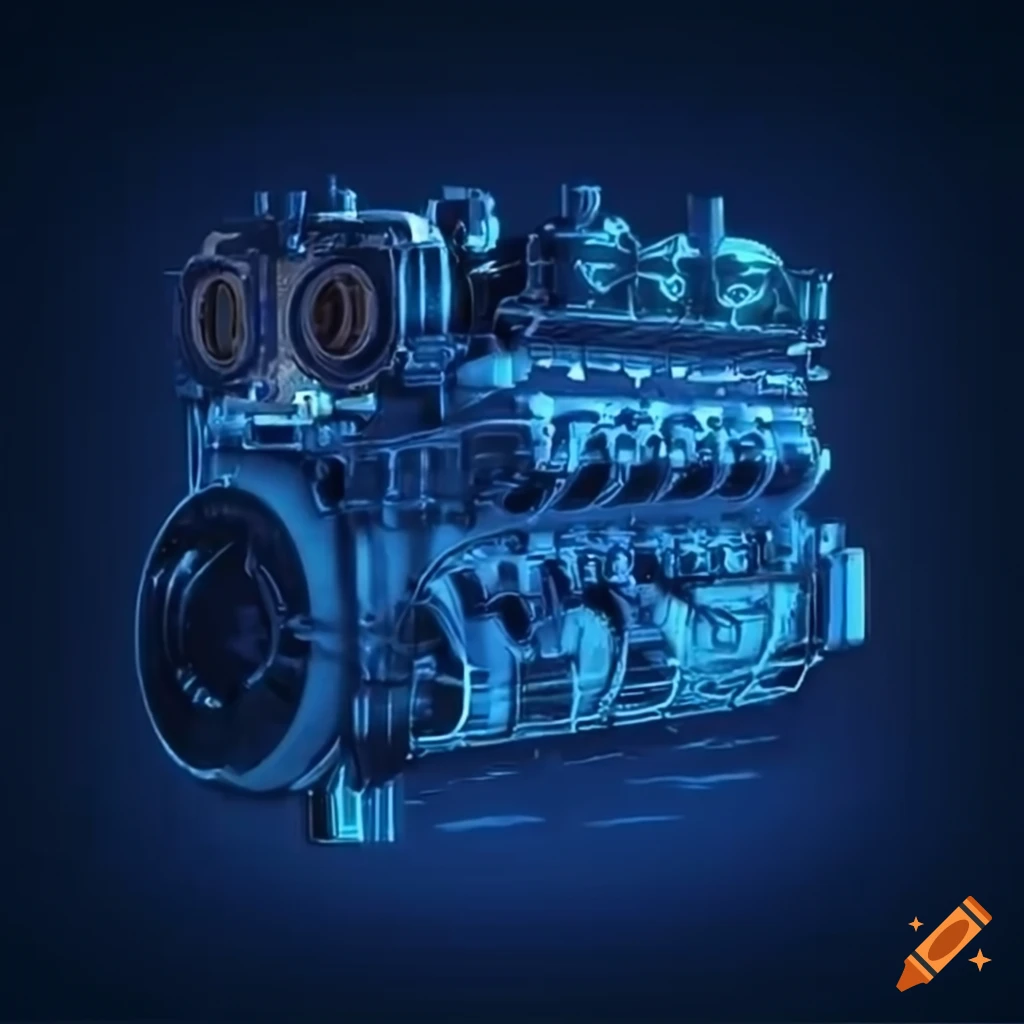 Car engine blueprint YouTube thumbnail on Craiyon