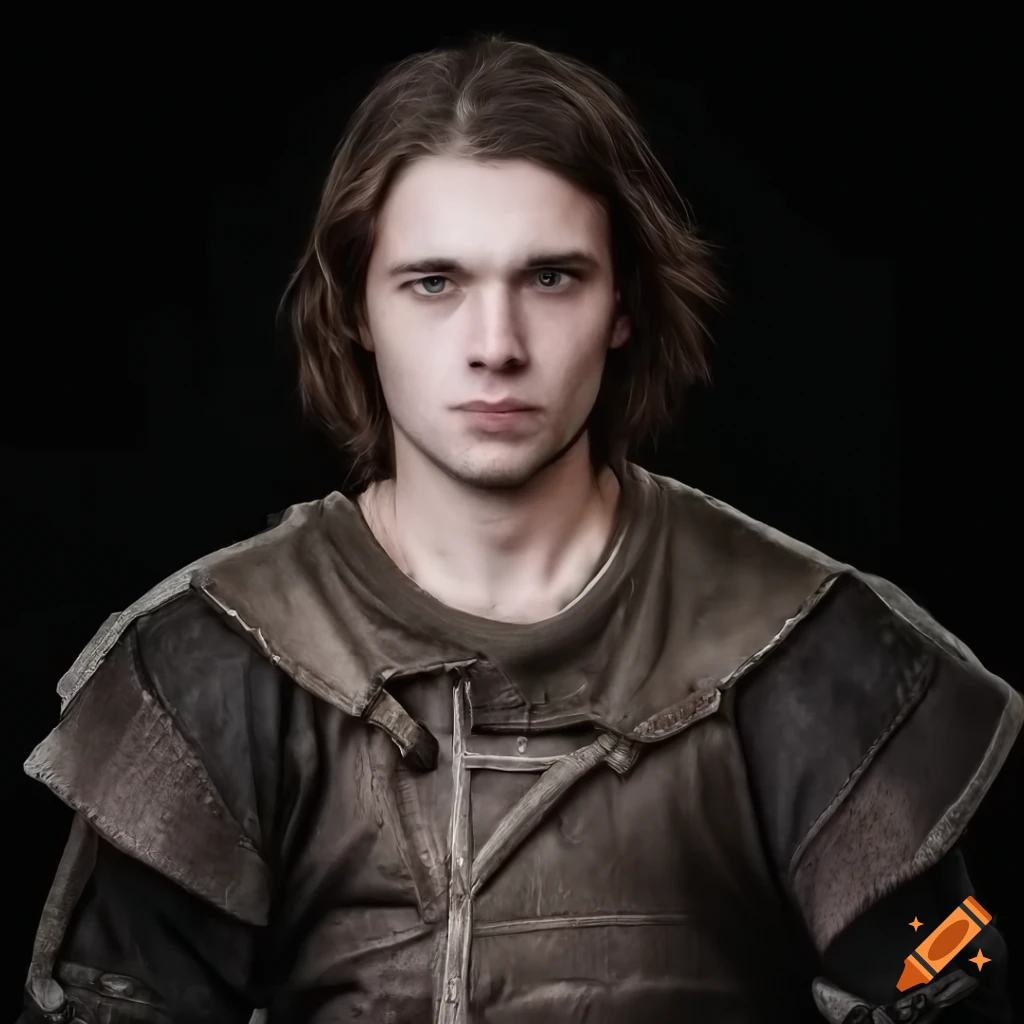 Portrait of a serious handsome man in medieval clothing on Craiyon