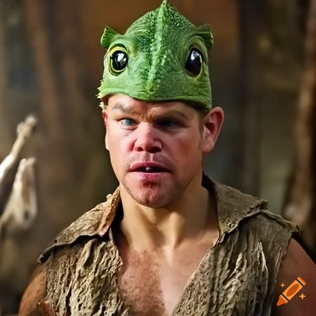 Actor dressed as a lizard in a movie scene on Craiyon