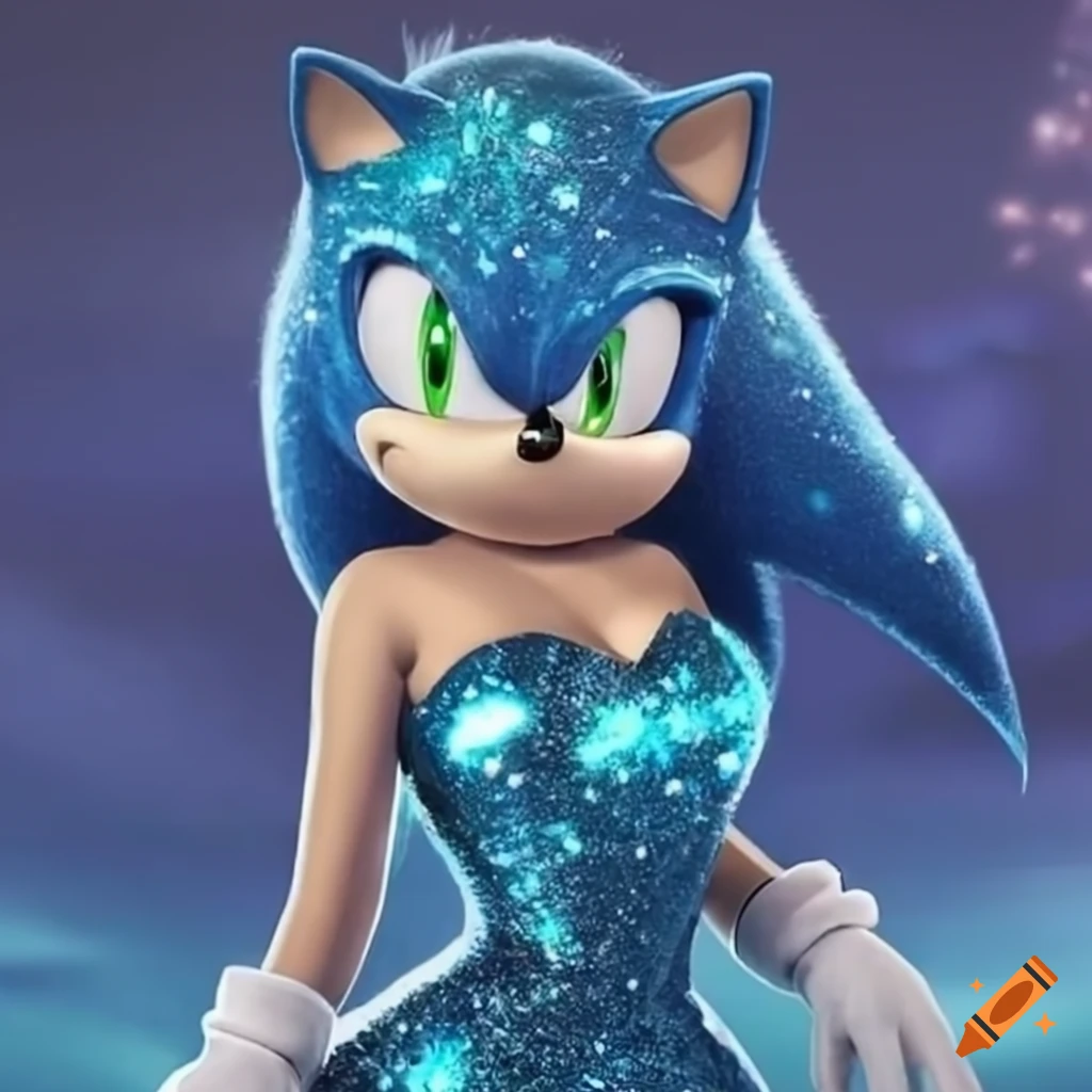 Female sonic the hedgehog in a stunning sparkling blue cocktail dress ...