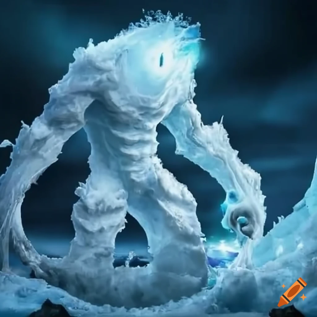 White salt elemental monster emerging from a vortex on Craiyon
