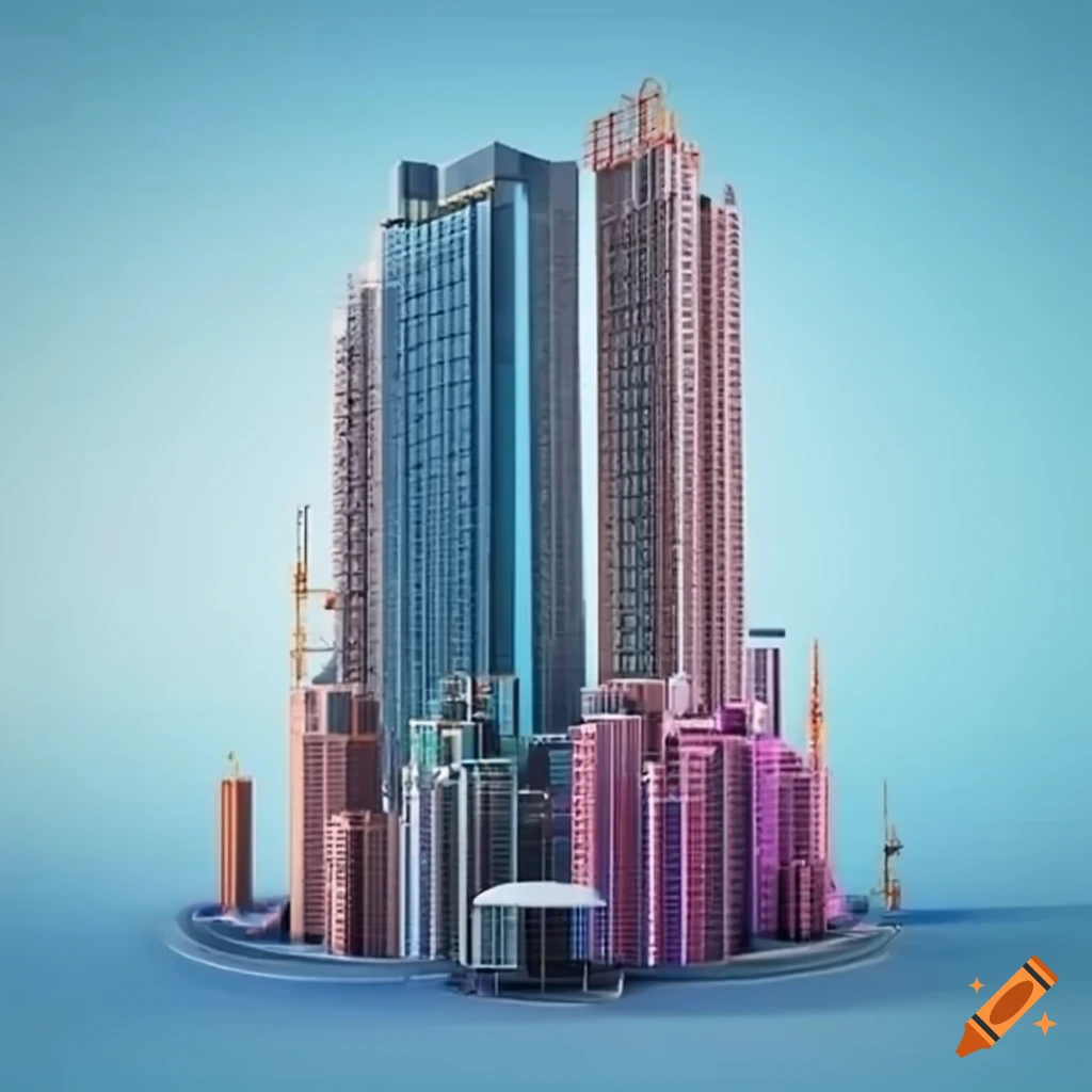 Commercial high-rise construction animation on Craiyon