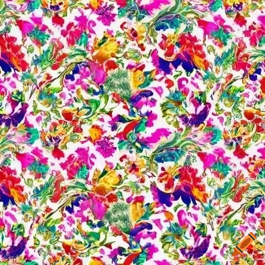 Intricate asymmetrical colorful floral nouveau pattern on Craiyon