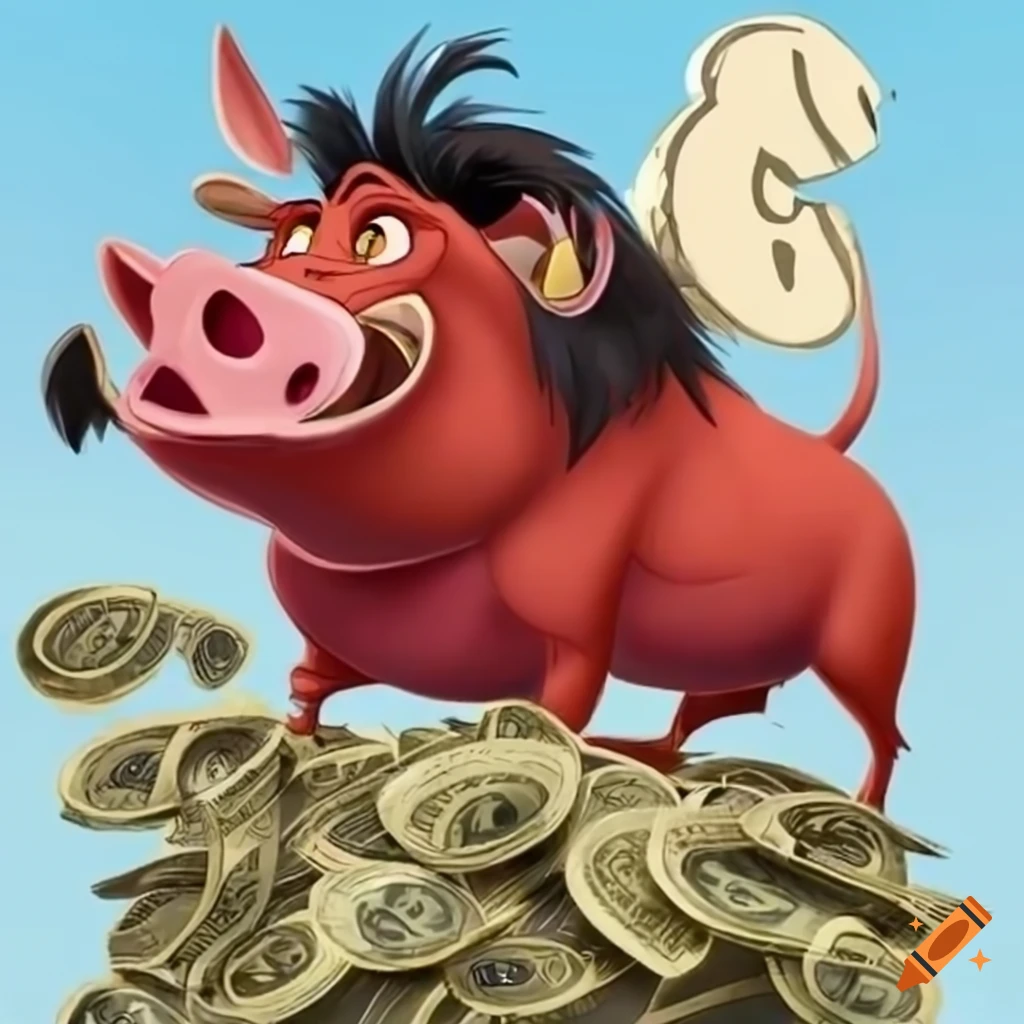 Timon and pumbaa avatar with money on Craiyon