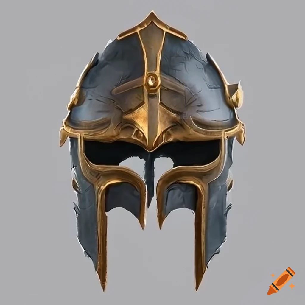 Front view of elite champion fantasy cursed helmet on Craiyon