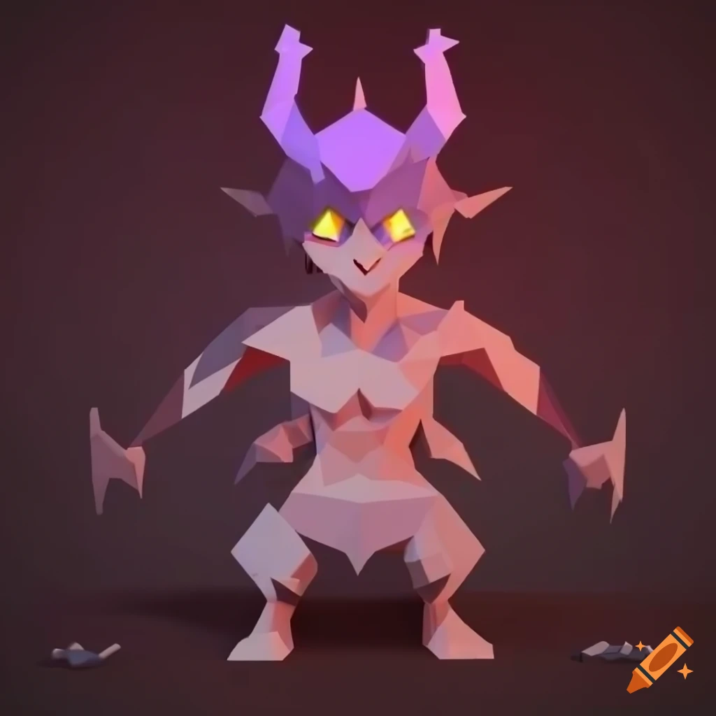 Low poly anime demon king Andrew Nelson in 3D isometric render on Craiyon