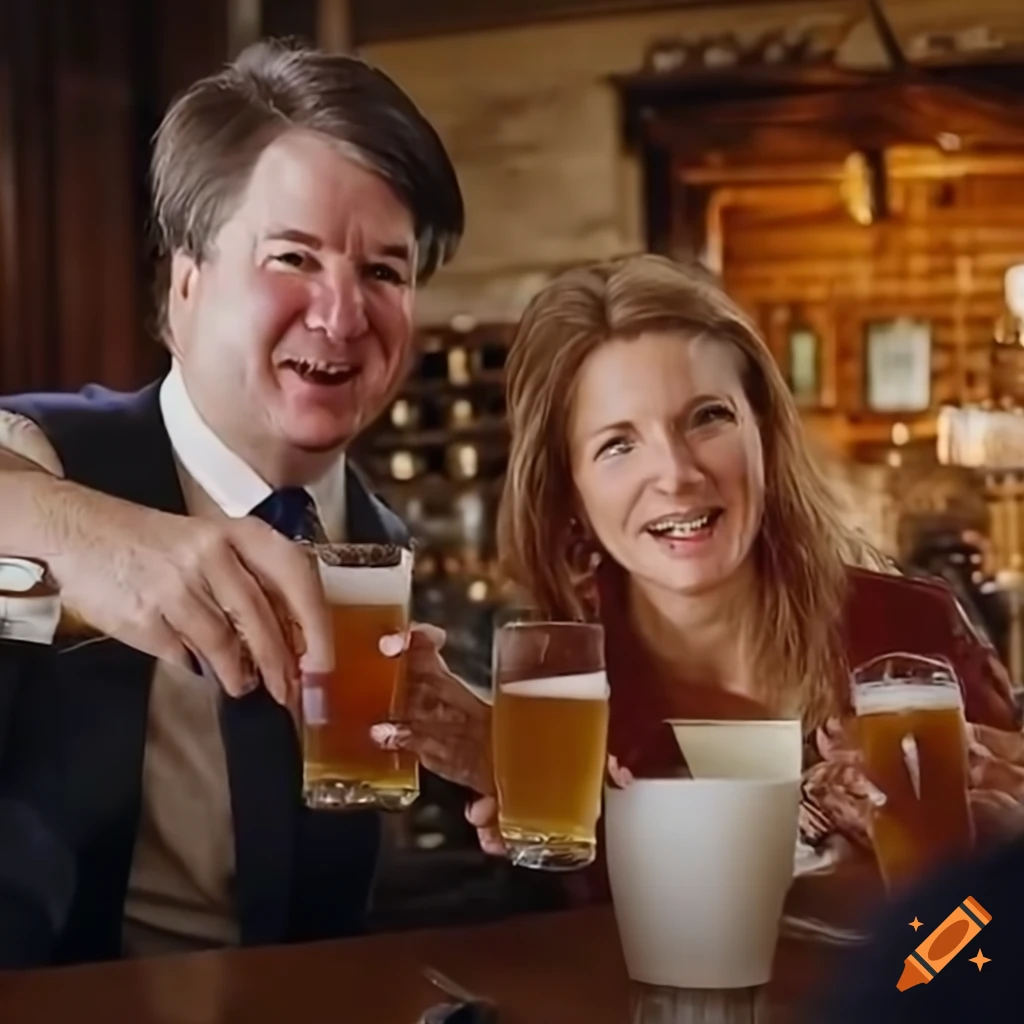Merrick Garland and Brett Kavanaugh having pints of beer in a pub on ...