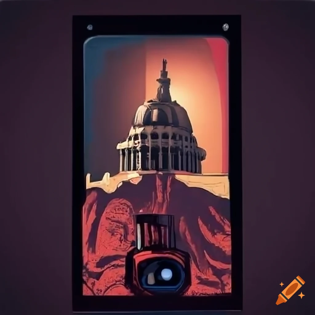 Satirical propaganda machine tv on Craiyon