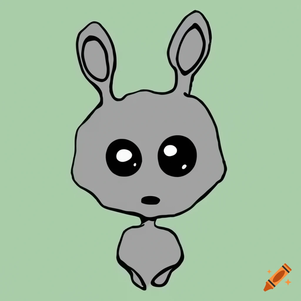 Cartoon green alien with rabbit ears in a 2D simple style on Craiyon