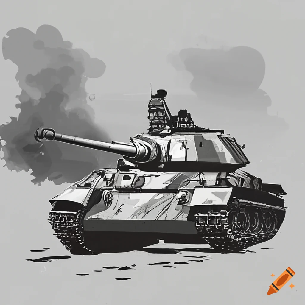 Russian t-34 tank approaching german tiger 1 on white background on Craiyon