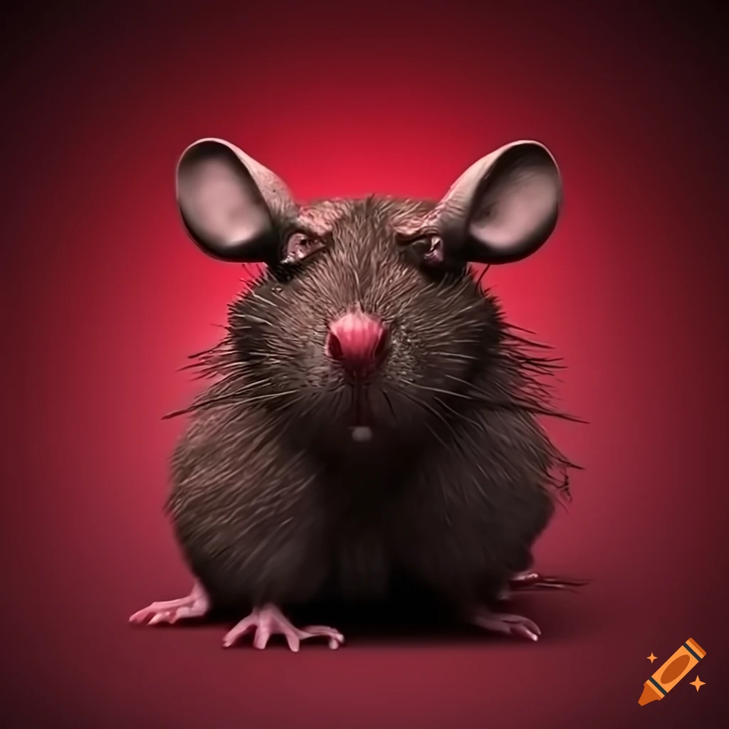 Unpleasant rat on a dark red background on Craiyon