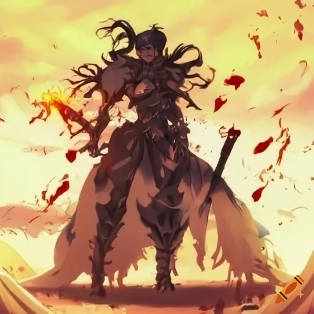 Black anime sand warrior on Craiyon