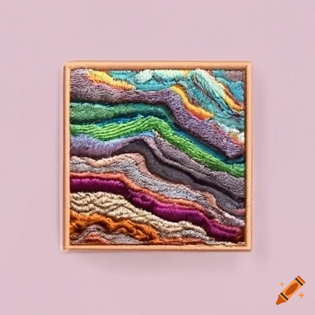 Embroidery with rounded corner rectangle design inspired by geology on ...