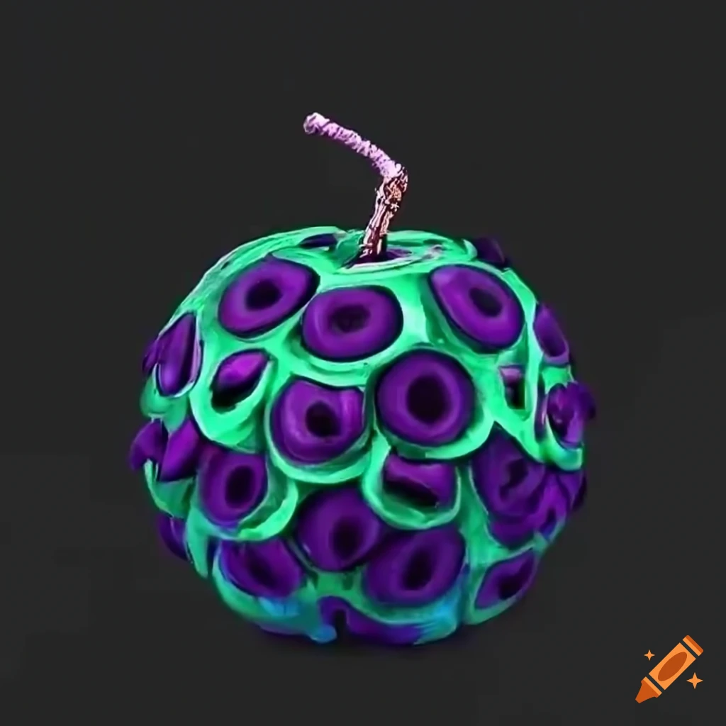 Mystical one piece devil fruit on a pitch black background on Craiyon