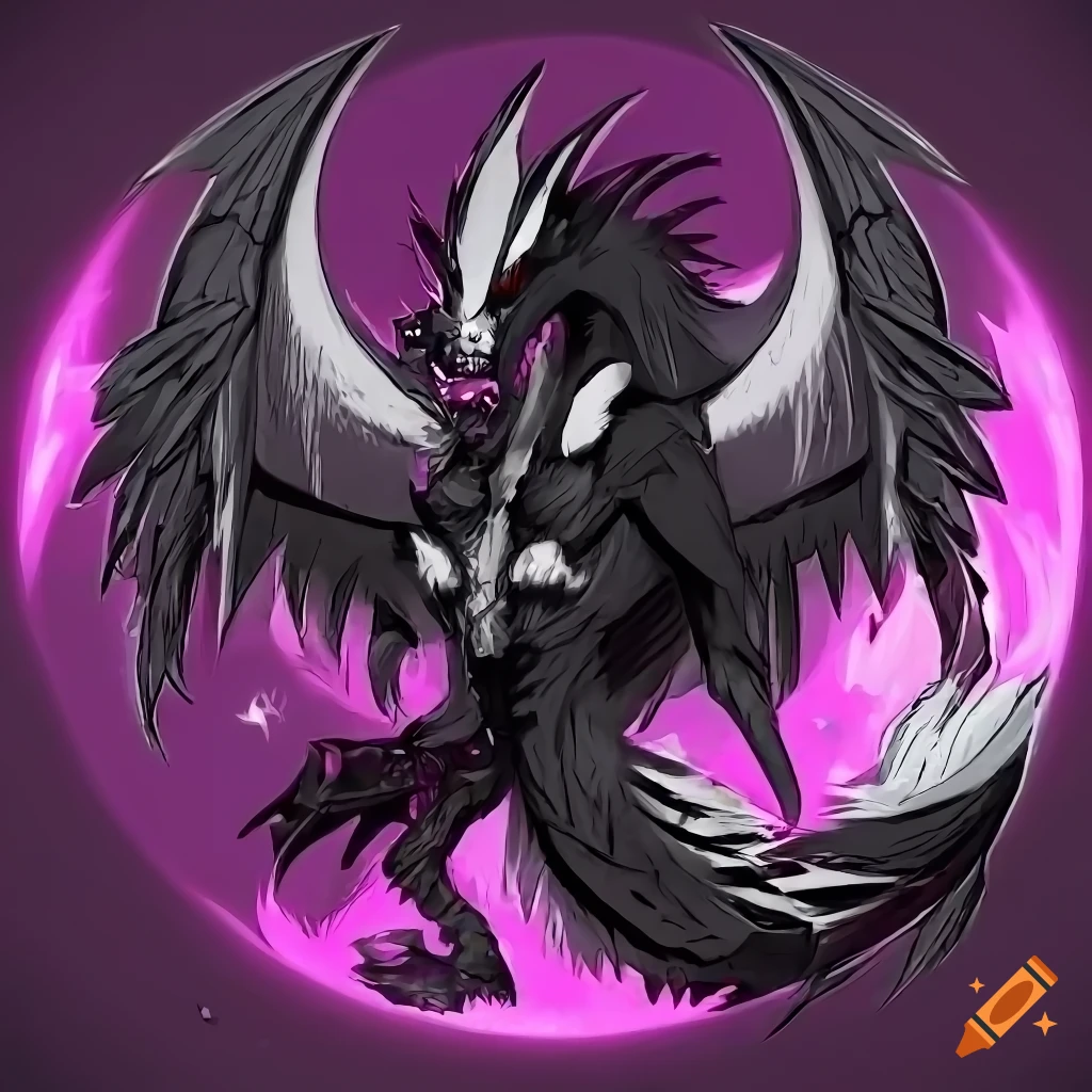 Fantastical gothic european badger raven demon hybrid in anime style on ...