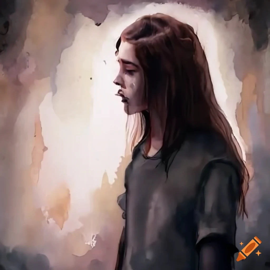 Young man with long hair crying in a bottomless abyss on Craiyon