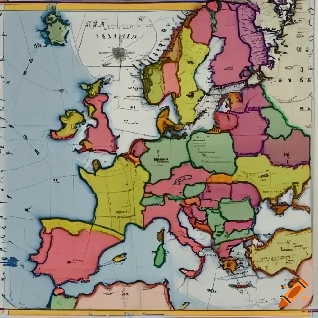 Map of europe with modified naming on Craiyon