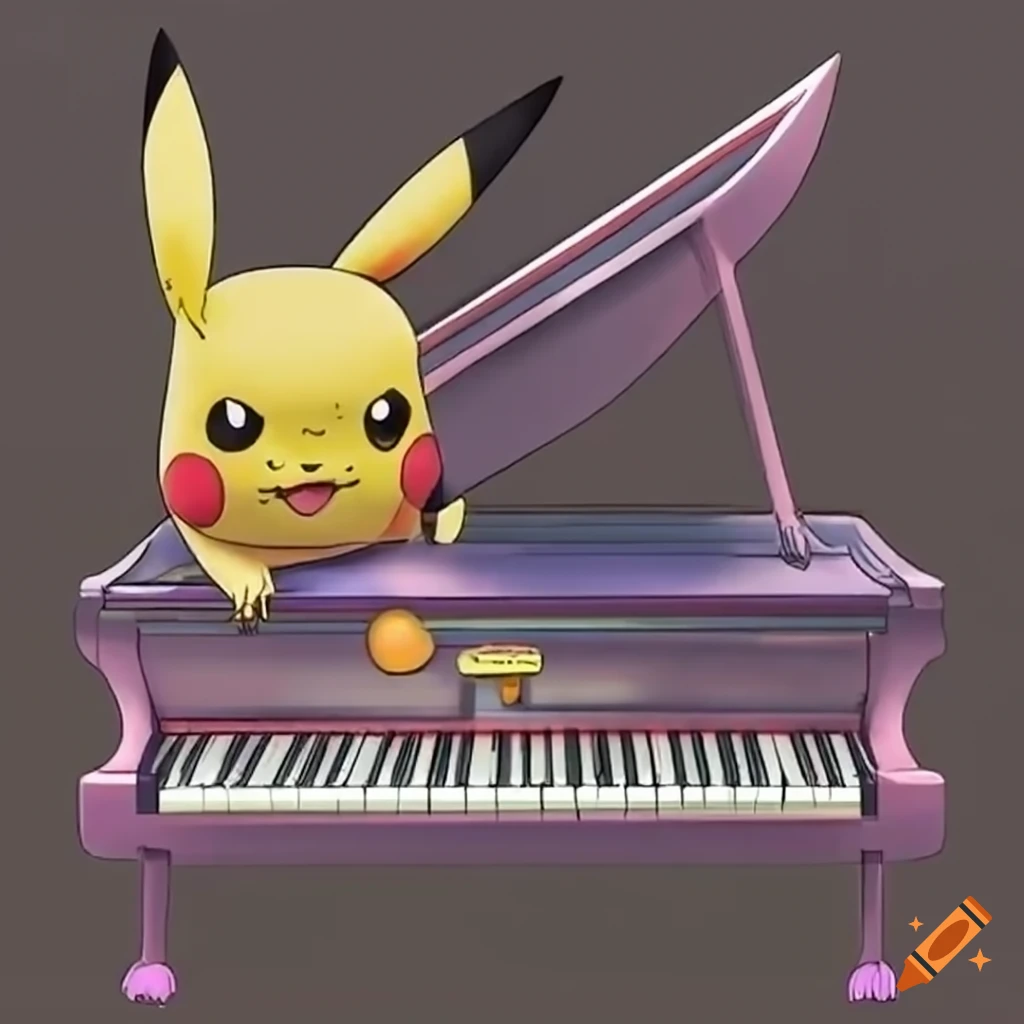 Pikachu playing a grand piano on Craiyon
