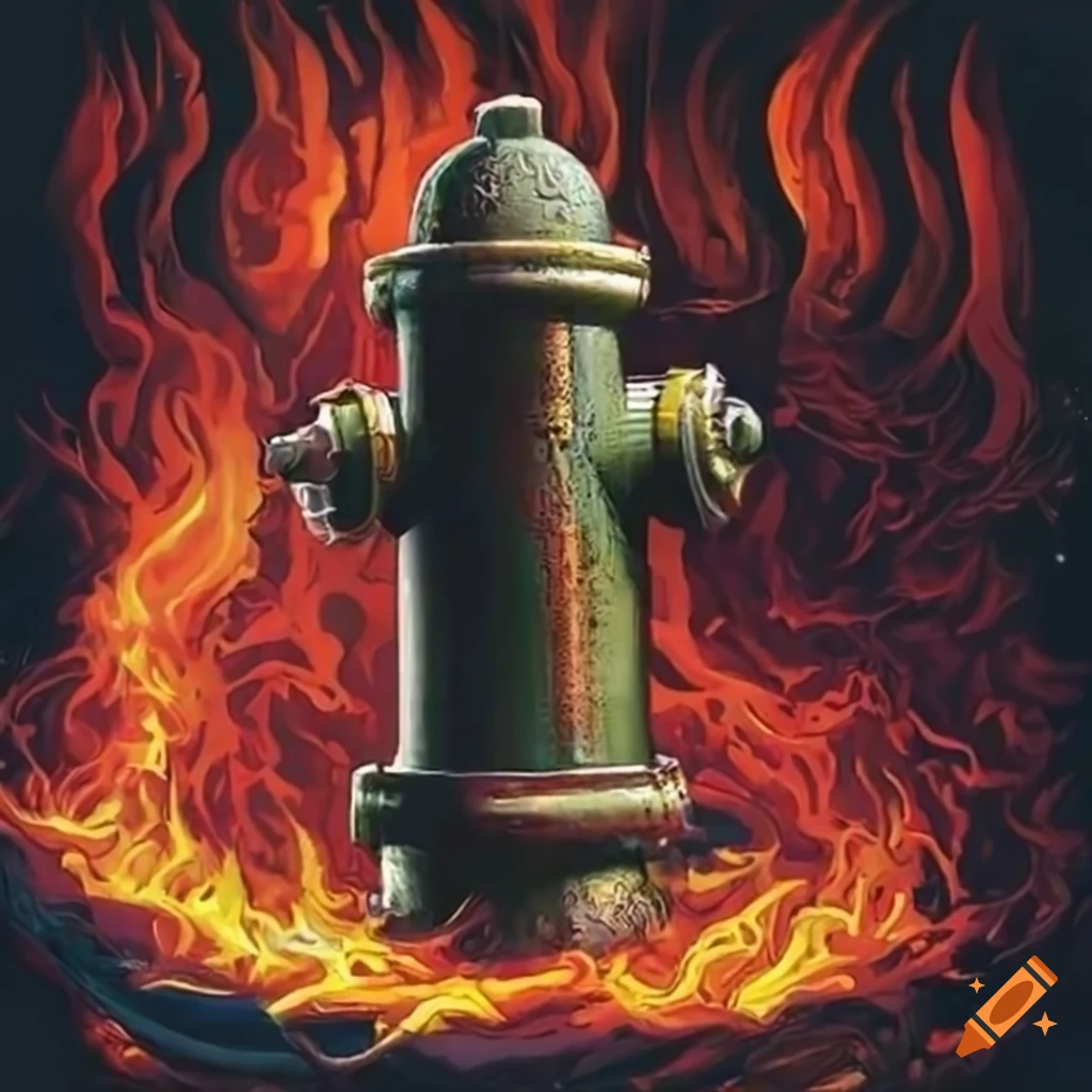 Fire hydrant death metal album cover on Craiyon