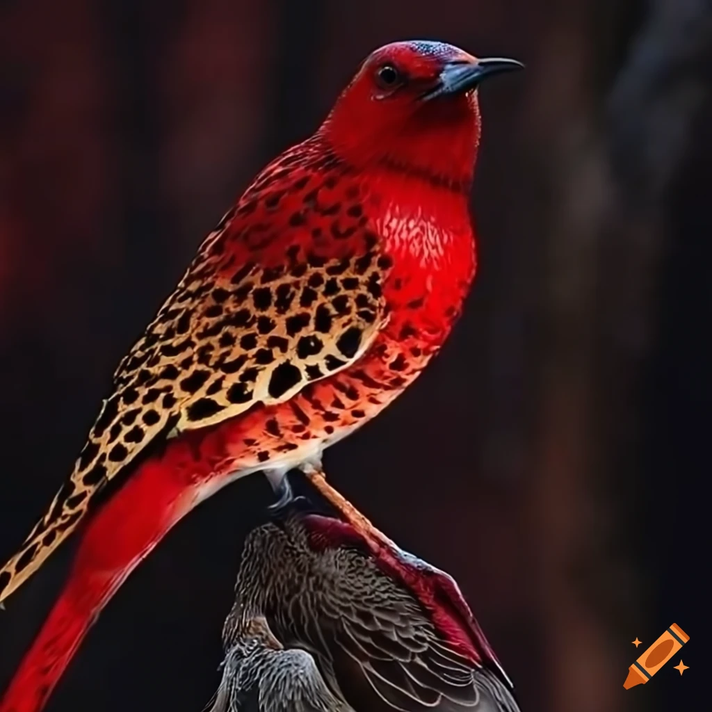 A leopard bird with red starfish on Craiyon