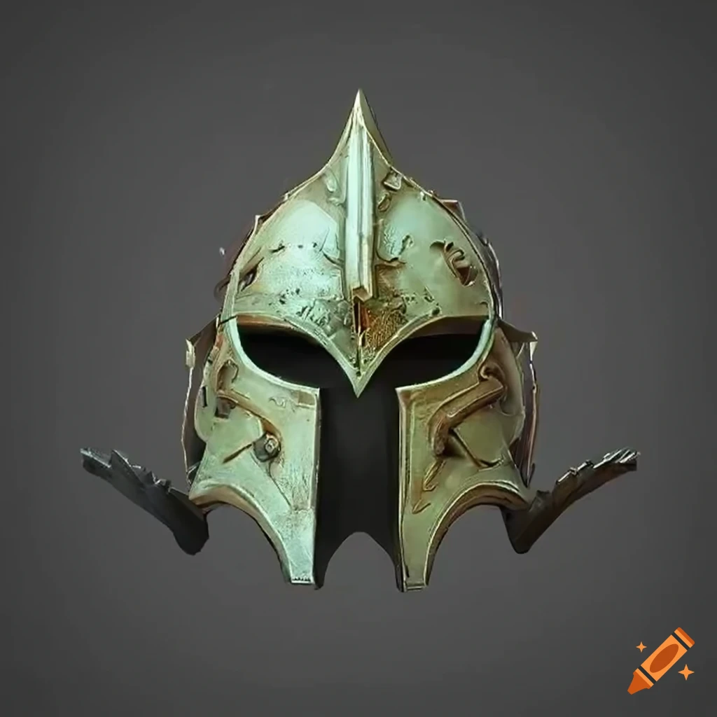 Front view of elite champion cursed helmet in fantasy style on Craiyon