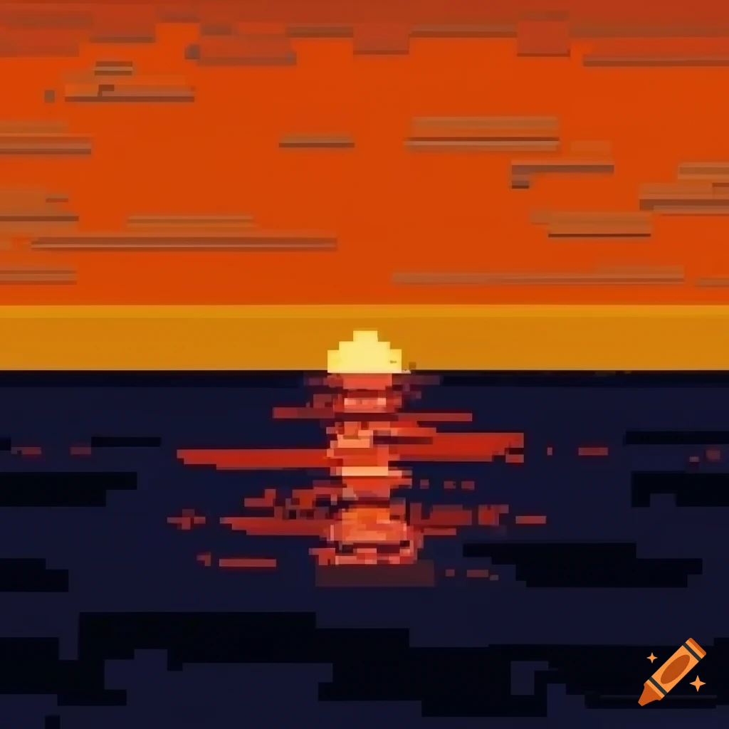 Chrome sunset pc-98 pixel art on Craiyon