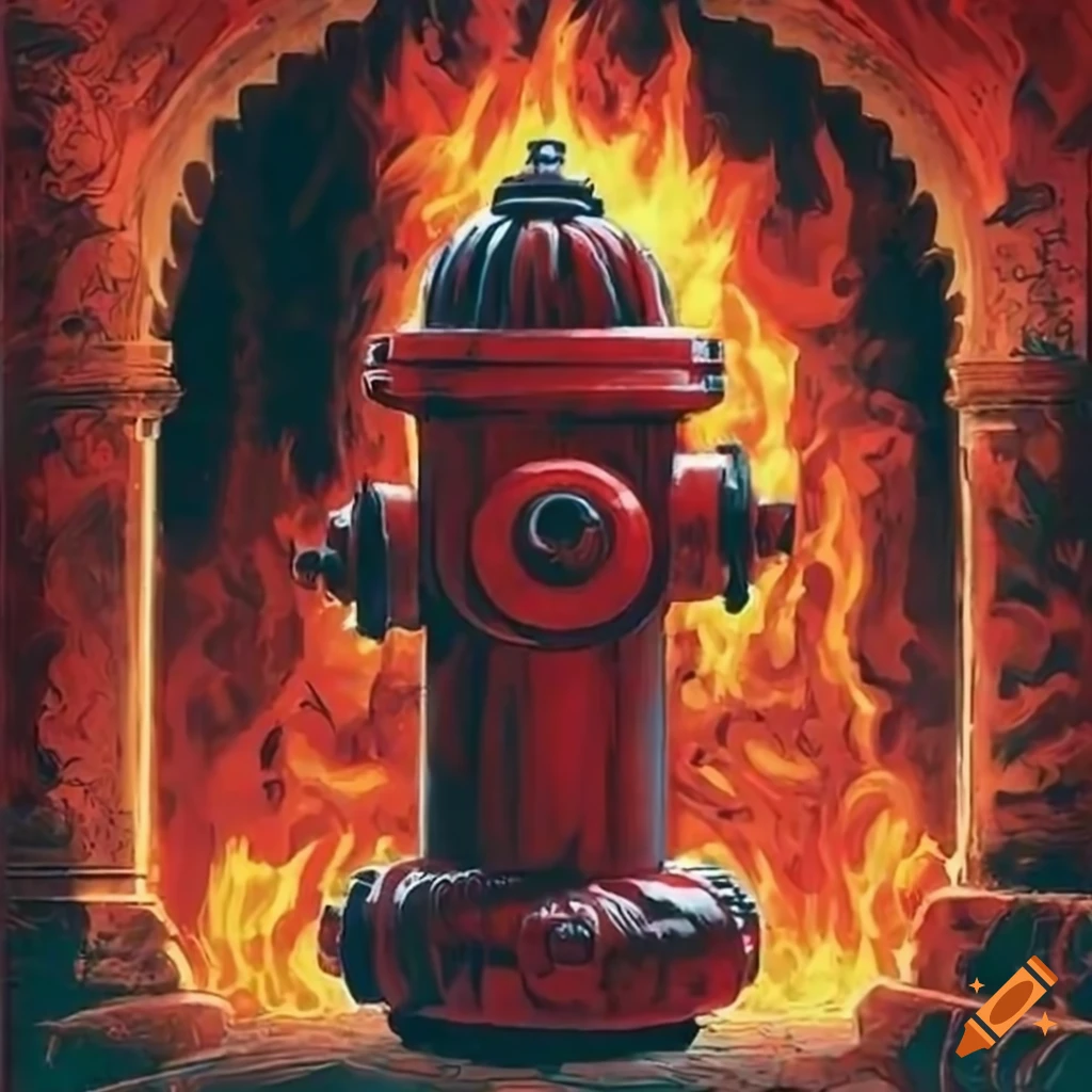 Fire hydrant death metal album cover on Craiyon