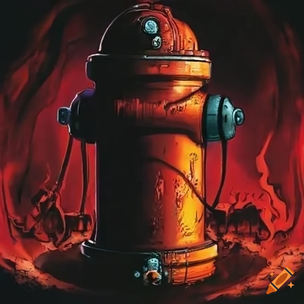 Fire hydrant death metal album cover on Craiyon