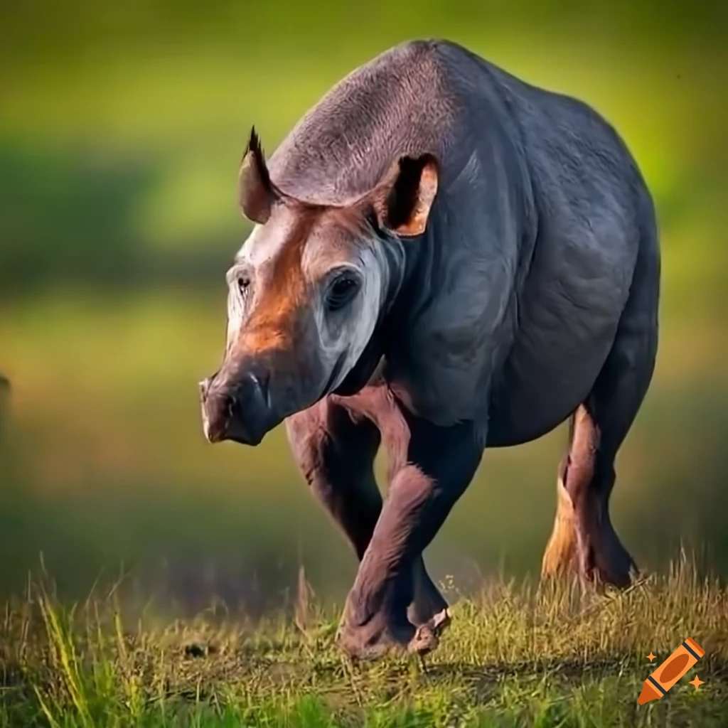 Artistic depiction of an entelodon in an asian wild setting on Craiyon