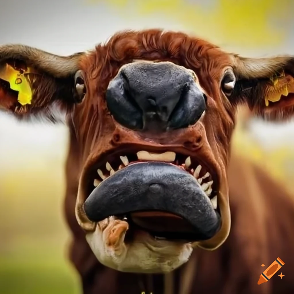 Smiling mutant cow on Craiyon