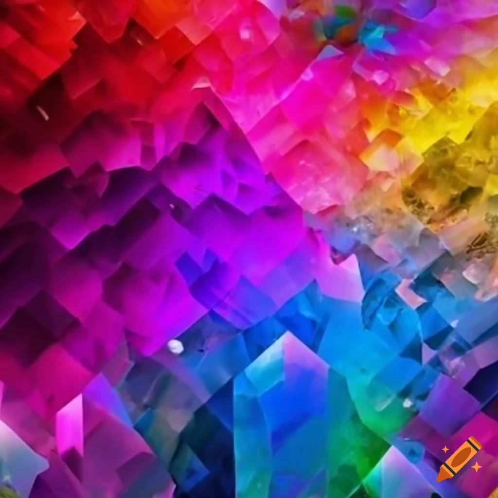 Rainbow colored crystal landscape on Craiyon