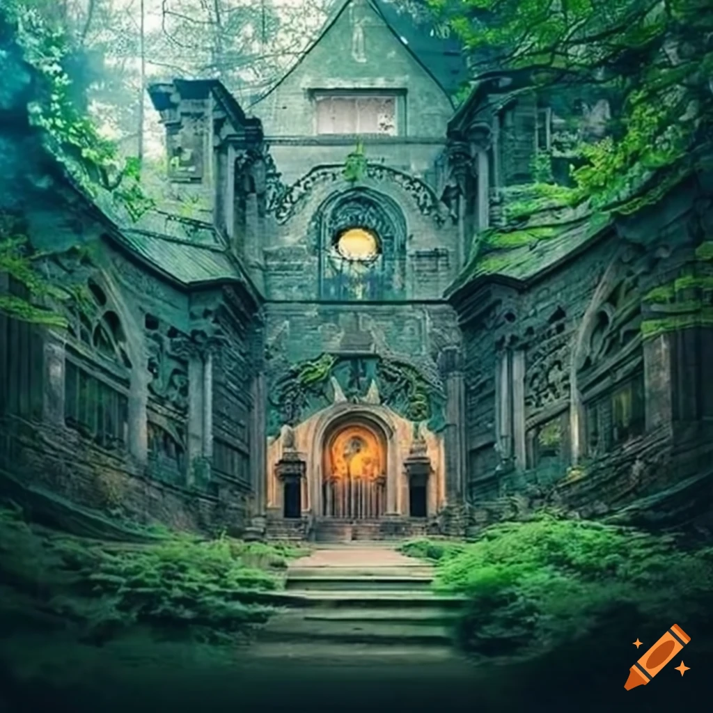 Old academic building harmoniously integrated into a bright enchanted ...