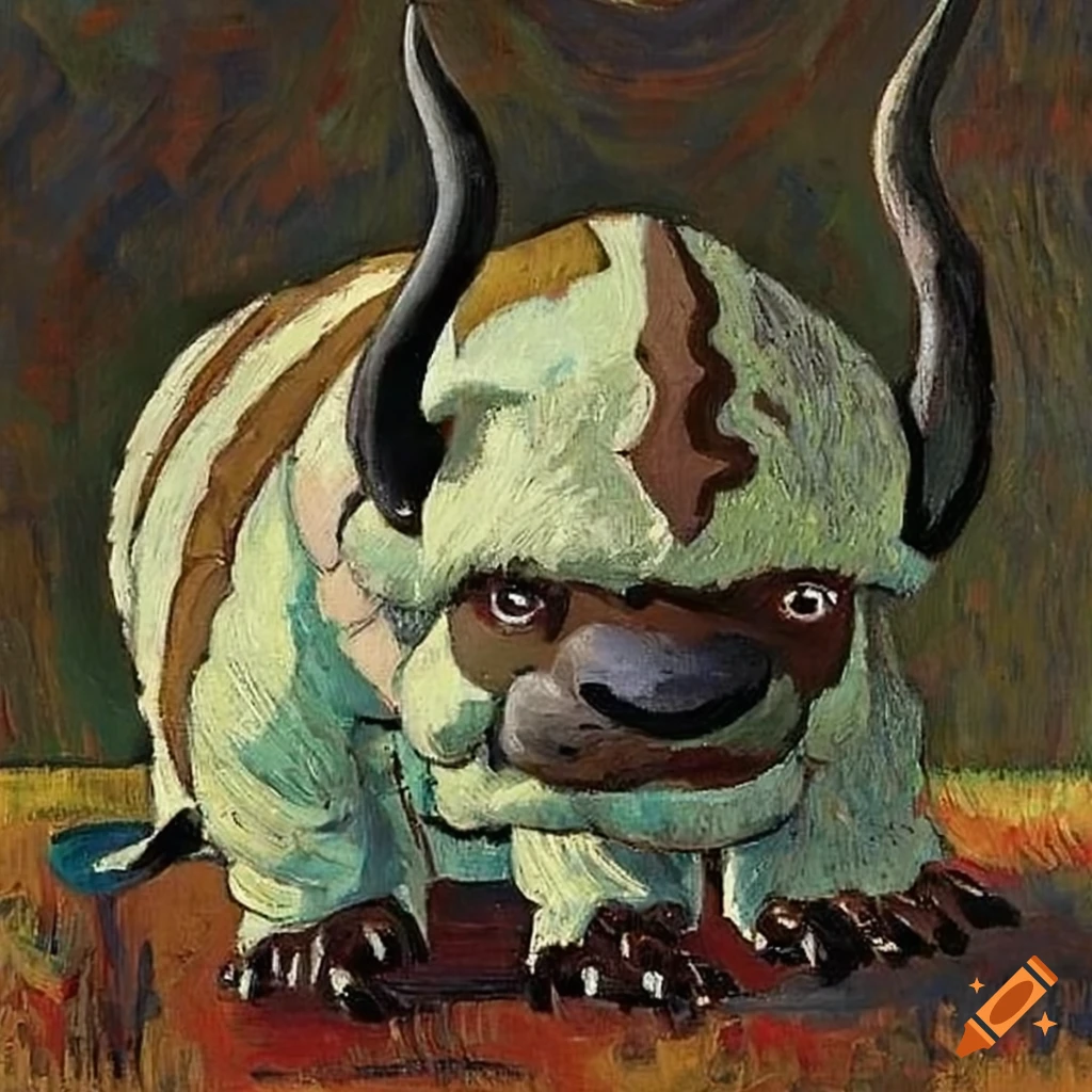 Appa from Avitar painting in Van Gogh style on Craiyon