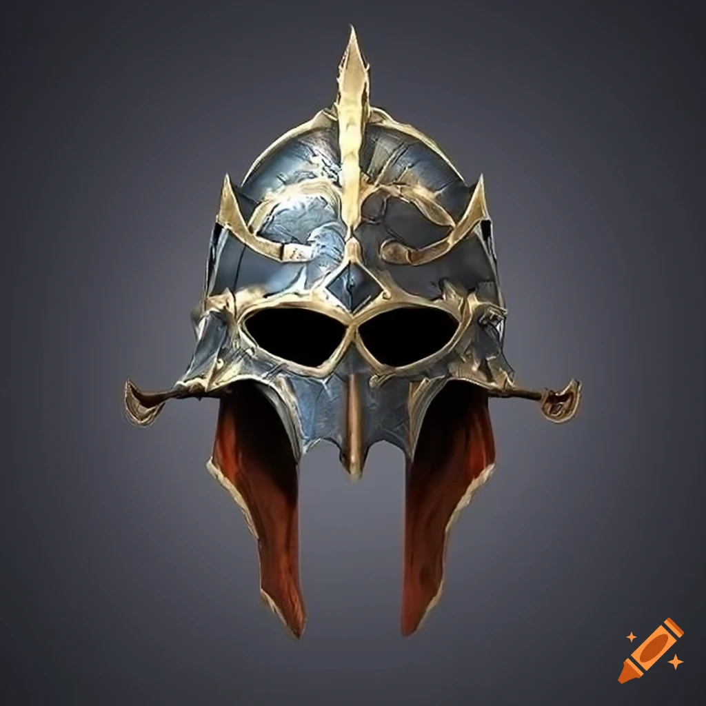 Front view of an elite champion fantasy cursed helmet on Craiyon